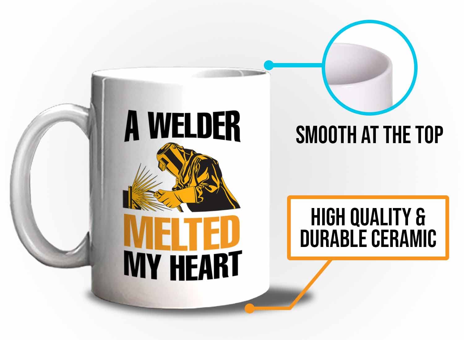 Bubble Hugs Welder Mug White 11oz - A Welder Melted My Heart - Specialize Judging Your Welds Machine Welding Fabricator