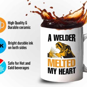 Bubble Hugs Welder Mug White 11oz - A Welder Melted My Heart - Specialize Judging Your Welds Machine Welding Fabricator