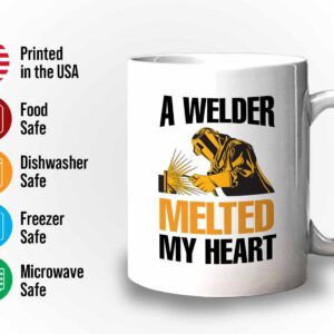 Bubble Hugs Welder Mug White 11oz - A Welder Melted My Heart - Specialize Judging Your Welds Machine Welding Fabricator