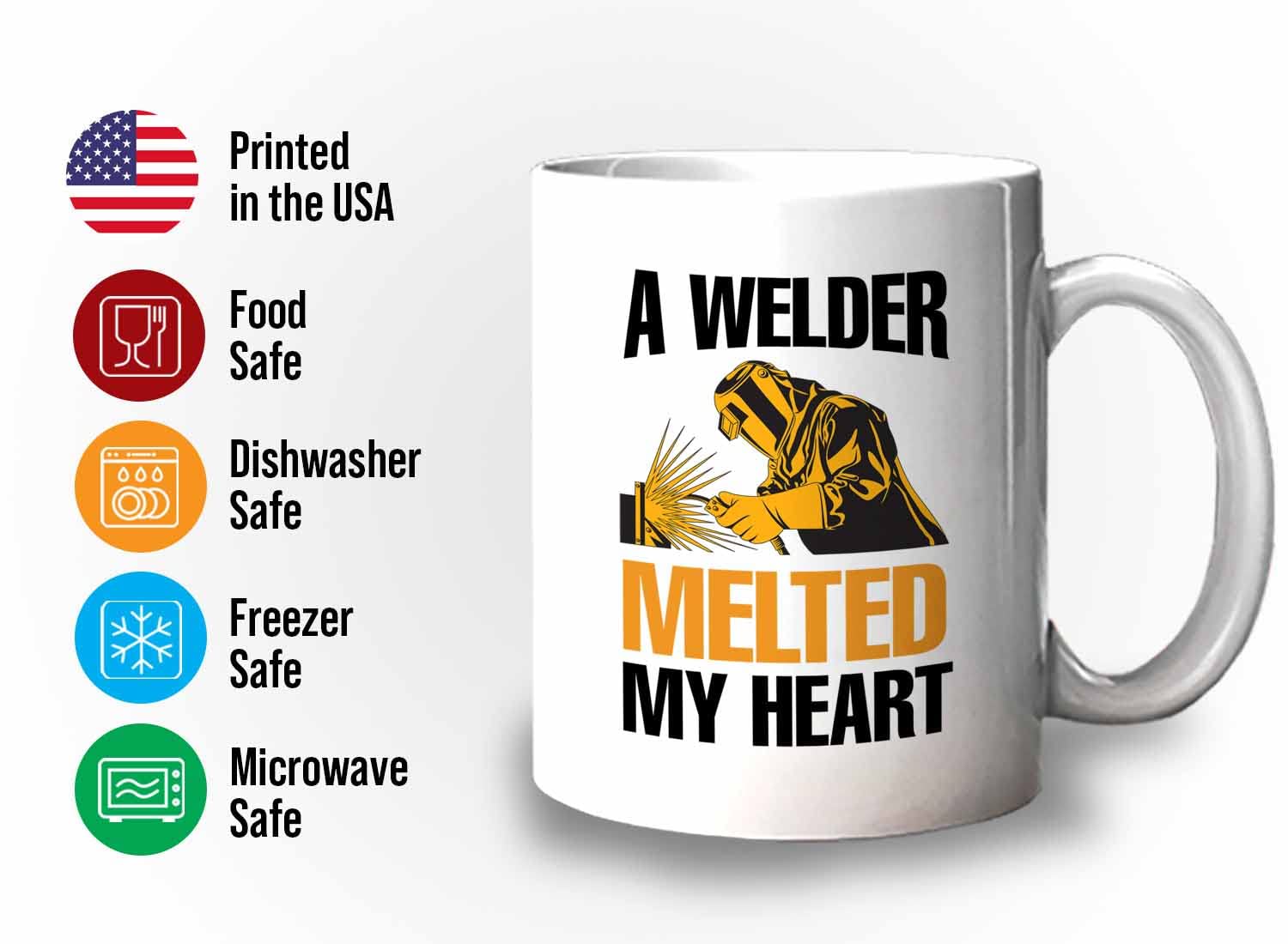 Bubble Hugs Welder Mug White 11oz - A Welder Melted My Heart - Specialize Judging Your Welds Machine Welding Fabricator