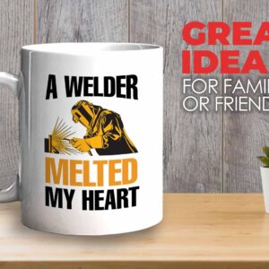 Bubble Hugs Welder Mug White 11oz - A Welder Melted My Heart - Specialize Judging Your Welds Machine Welding Fabricator