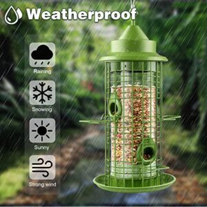 Decflow Bird Feeder, Wild Metal Bird Feeders for Outside with 4 Feeding Ports, Not 100% Squirrel Proof Hanging Birds Feeders and Garden Decoration Yard for Bird Watchers, 3.4-Pound Seed Capacity.