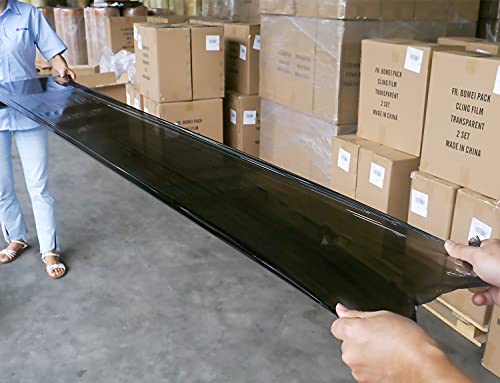 BOMEI PACK Black Stretch Wrap Industrial Strength with Plastic Handle 18" x 1000 Feet 80 Gauge 4 Pack, Black Shrink Wrap, Self-Adhering Black Plastic Wrap for Shipping, Moving