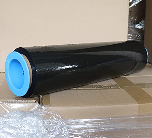 BOMEI PACK Black Shrink Wrap, Industrial Strength with Plastic Handle 18" x 1000 Feet 80 Gauge 2 Pack, Black Plastic Wrap Heavy Duty Self-Adhering for Packing, Moving, Shipping