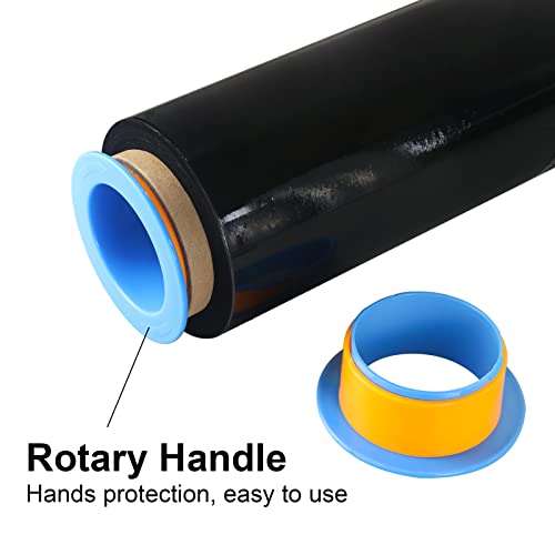 BOMEI PACK Black Shrink Wrap, Industrial Strength with Plastic Handle 18" x 1000 Feet 80 Gauge 2 Pack, Black Plastic Wrap Heavy Duty Self-Adhering for Packing, Moving, Shipping