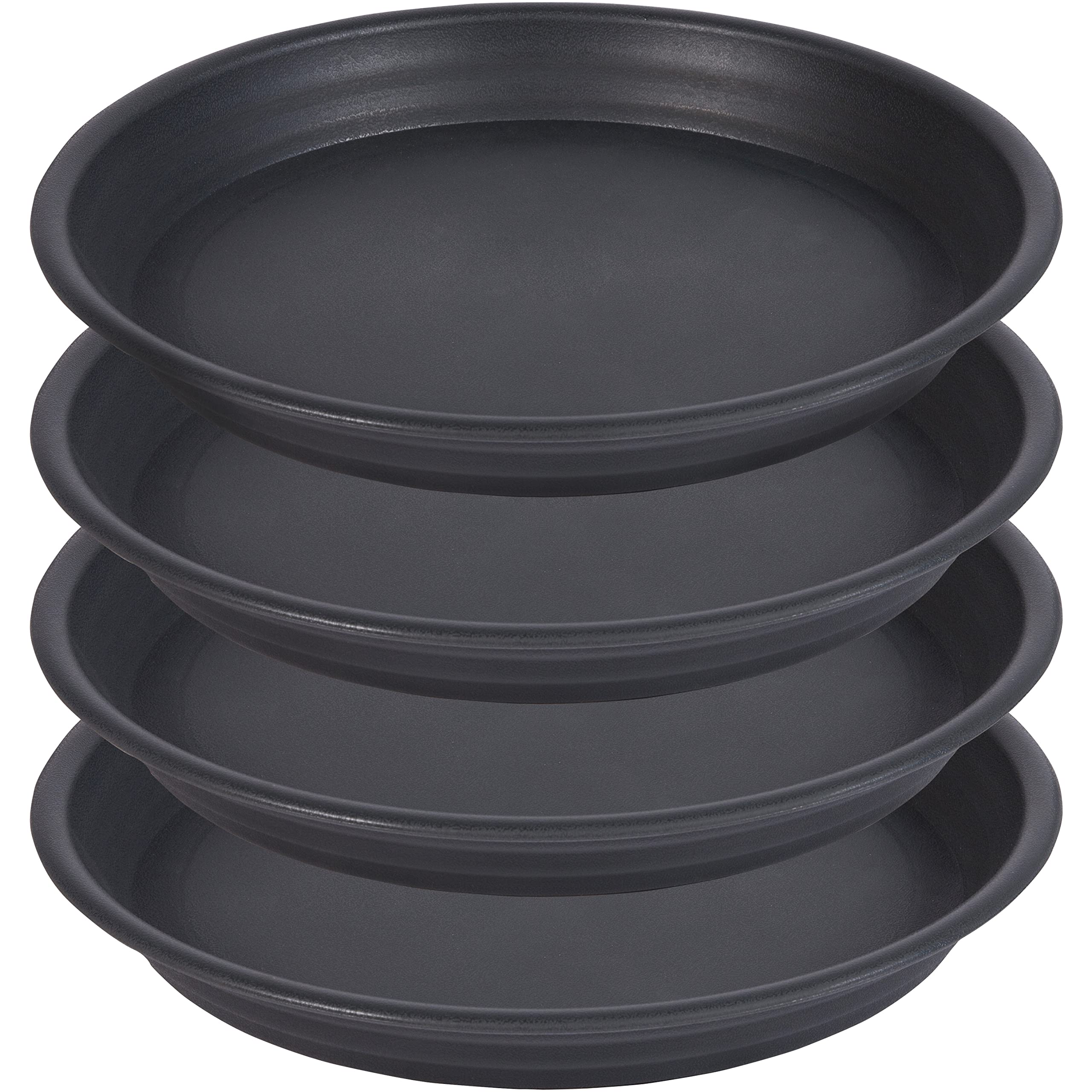 SAUCERHOME Plant Saucer Pot Tray 6 inch, 4 Packs 8 inch (7.6 inch) Plastic Flower Planter Saucers and Drip Trays for Indoors Outdoors, Thick Heavy Sturdy Durable Plant Plate Water Catcher (Black)