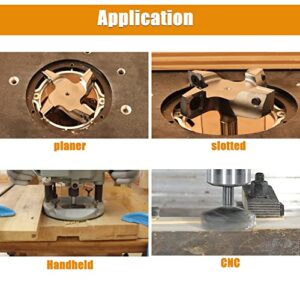 CNC Spoilboard Surfacing Router Bit, 1/2" Shank 3" Cutting Diameter, Carbide Insert Slab Flattening Router Bit Planing Bit Wood Planer Bit Woodworking Tools Comes With 10PCS Blades