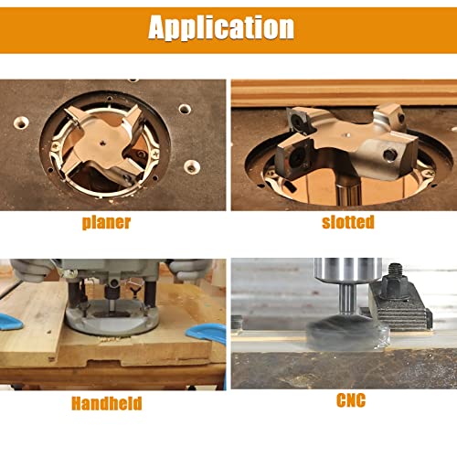 CNC Spoilboard Surfacing Router Bit, 1/2" Shank 3" Cutting Diameter, Carbide Insert Slab Flattening Router Bit Planing Bit Wood Planer Bit Woodworking Tools Comes With 10PCS Blades