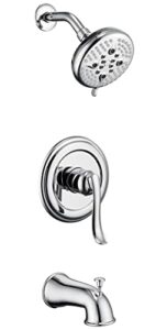 shower system with tub spout, bathroom rain mixer shower combo set, single handle shower faucet with valve, chrome