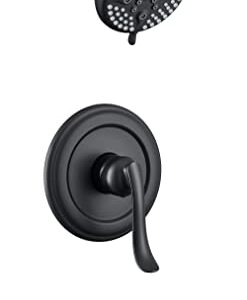 Shower System with Tub Spout, Bathroom Rain Mixer Shower Combo Set, Single Handle Shower Faucet with Valve Matte Black