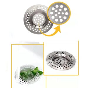 2 pcs Stainless Steel Kitchen Sink Strainer Plug, Standard Strainer Drain Protector for Bathroom/Kitchen, Hair Catcher for Bathtub/Shower 3 inches 7.5 cm Bathroom Strainer