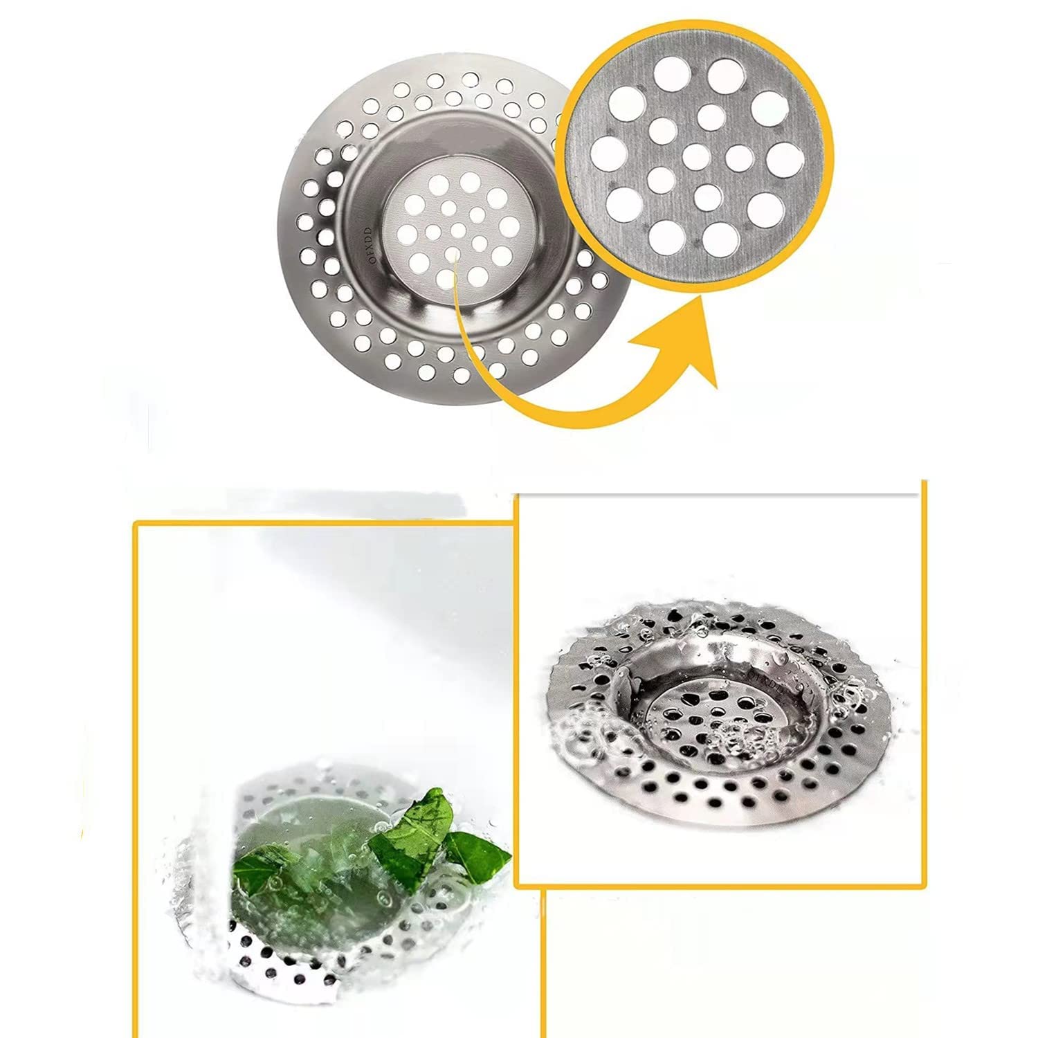 2 pcs Stainless Steel Kitchen Sink Strainer Plug, Standard Strainer Drain Protector for Bathroom/Kitchen, Hair Catcher for Bathtub/Shower 3 inches 7.5 cm Bathroom Strainer