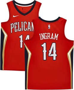 brandon ingram new orleans pelicans autographed red statement nike swingman jersey - autographed nba jerseys