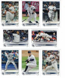 new york yankees / 2022 topps baseball team set (series 1 and 2) with (26) cards. plus 2021 topps new york yankees team set (series 1 and 2) with (26) cards. ***includes (3) additional bonus cards of former yankees greats don mattingly, mark teixeira and