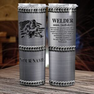 N NAMESISS All Over Printed Tumbler, Welder Awareness Skinny Tumbler Metal Style Custom Your Name, Stainless Steel Tumbler 20OZ, Gift For Him, Father's Day Gift