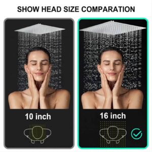 16 Inch Rain Shower Head Brushed Nickel Ceiling Mount 304 Stainless Steel High Pressure Rainfall Showerhead Ultra Thin Water Saving