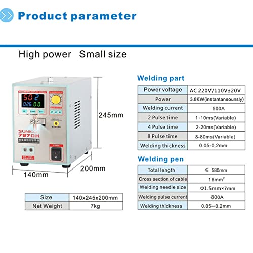 797DH Battery Spot Welder Welding Machine for Lithium Batteries,Pulse Spot Welder 0.35mm Battery Spot Welder with Soldering Functio,110V-220V