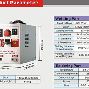 709AD+ Battery Spot Welder,Pulse Spot Welder,for Welding Lithium-ion Battery Pack, Equipped with Cooling System and Intelligent Welding Function,110V-220V