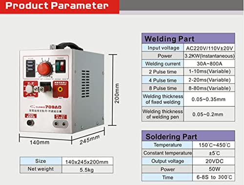 709AD+ Battery Spot Welder,Pulse Spot Welder,for Welding Lithium-ion Battery Pack, Equipped with Cooling System and Intelligent Welding Function,110V-220V