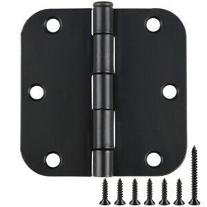 24 pack matte black door hinges 3.5 x 3.5 inch interior 3 1/2 inch door hinges for doors rounded 5/8" radius corners flat iron hinge 3 ½"x 3 ½" door hardware bisagras para puertas bedroom home decor