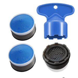 xuerzat 3 pieces of m16.5 buffer faucet aerator+1 pieces of aerator remover key tool, bathroom or kitchen replacement 16.5mm/0.65 inch plug-in restrictor, filter and buffer aerator