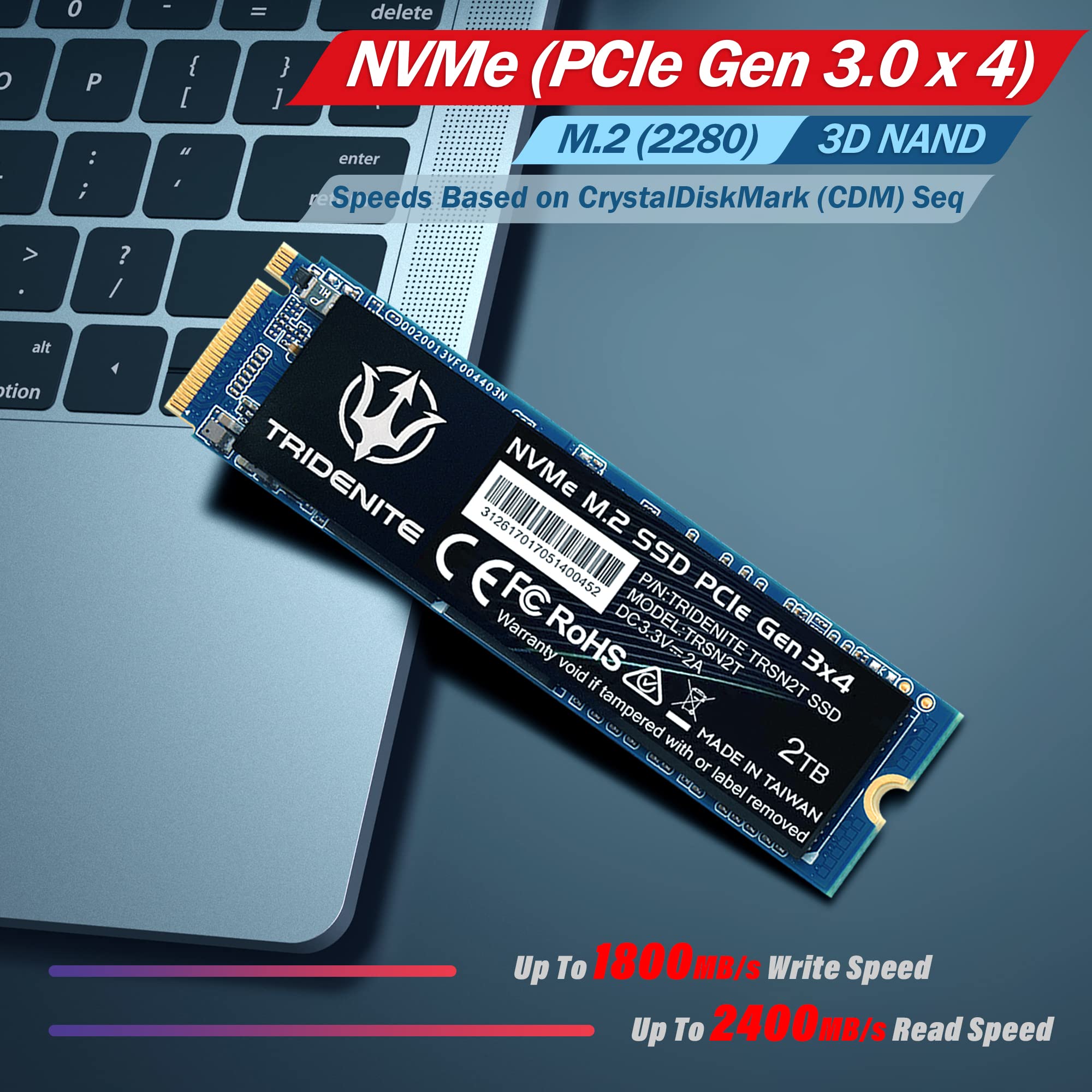 TRIDENITE 2TB NVMe M.2 2280 PCIe Gen 3x4 Internal Solid State Drive (SSD)