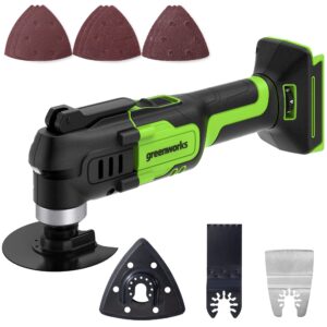 greenworks 24v cordless multi-tool, oscillating tool for cutting/nailing/scraping/sanding with 6 variable speed control, with 13 accessories, battery and charger sold separately