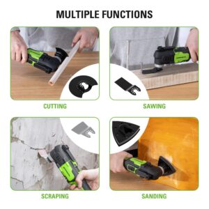 Greenworks 24V Cordless Multi-Tool, Oscillating Tool for Cutting/Nailing/Scraping/Sanding with 6 Variable Speed Control, With 13 Accessories, Battery and Charger Sold Separately