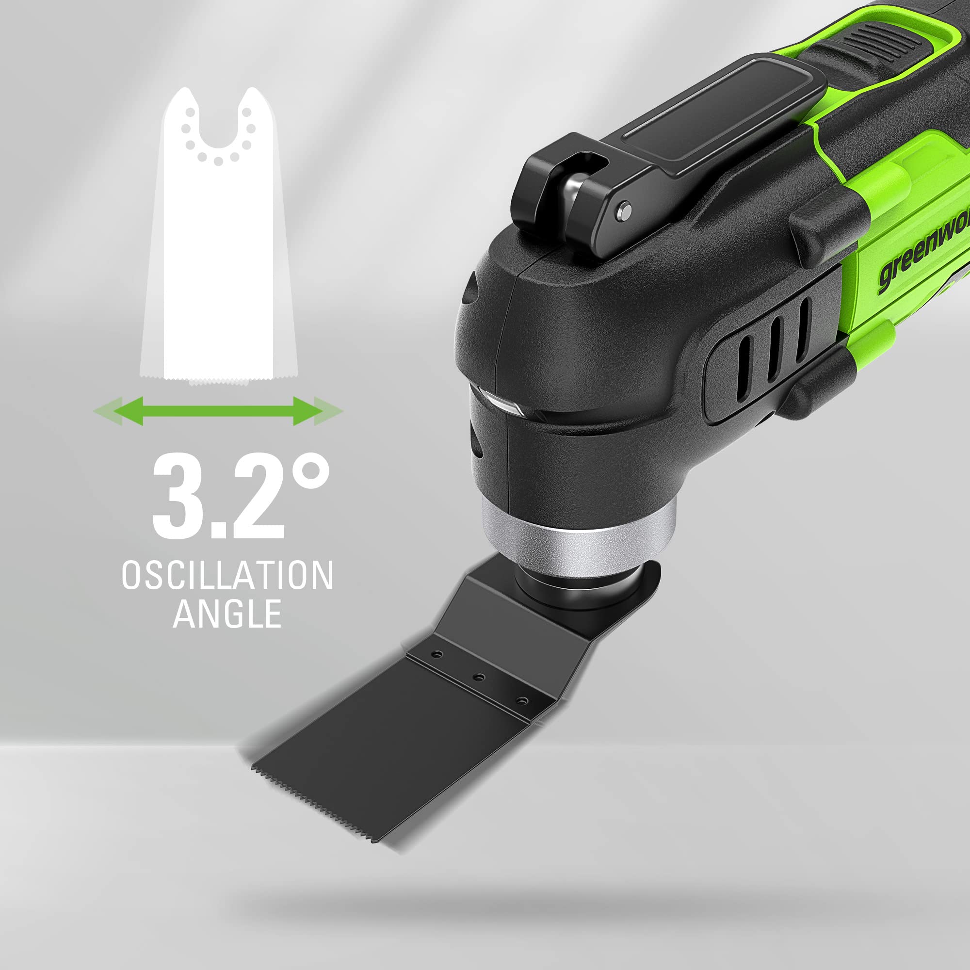 Greenworks 24V Cordless Multi-Tool, Oscillating Tool for Cutting/Nailing/Scraping/Sanding with 6 Variable Speed Control, With 13 Accessories, Battery and Charger Sold Separately