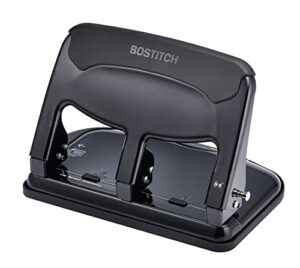 bostitch office ez squeeze 40 sheet 3-hole punch, heavy duty, black