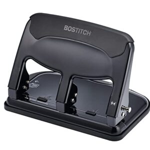 Bostitch Office EZ Squeeze 40 Sheet 3-Hole Punch, Heavy Duty, Black