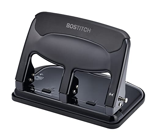 Bostitch Office EZ Squeeze 40 Sheet 3-Hole Punch, Heavy Duty, Black