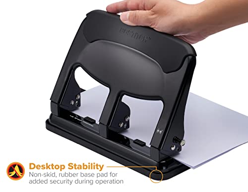 Bostitch Office EZ Squeeze 40 Sheet 3-Hole Punch, Heavy Duty, Black