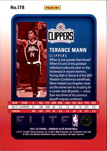 2021-22 Donruss Elite #178 Terance Mann Los Angeles Clippers Official NBA Basketball Card in Raw (NM or Better) Condition