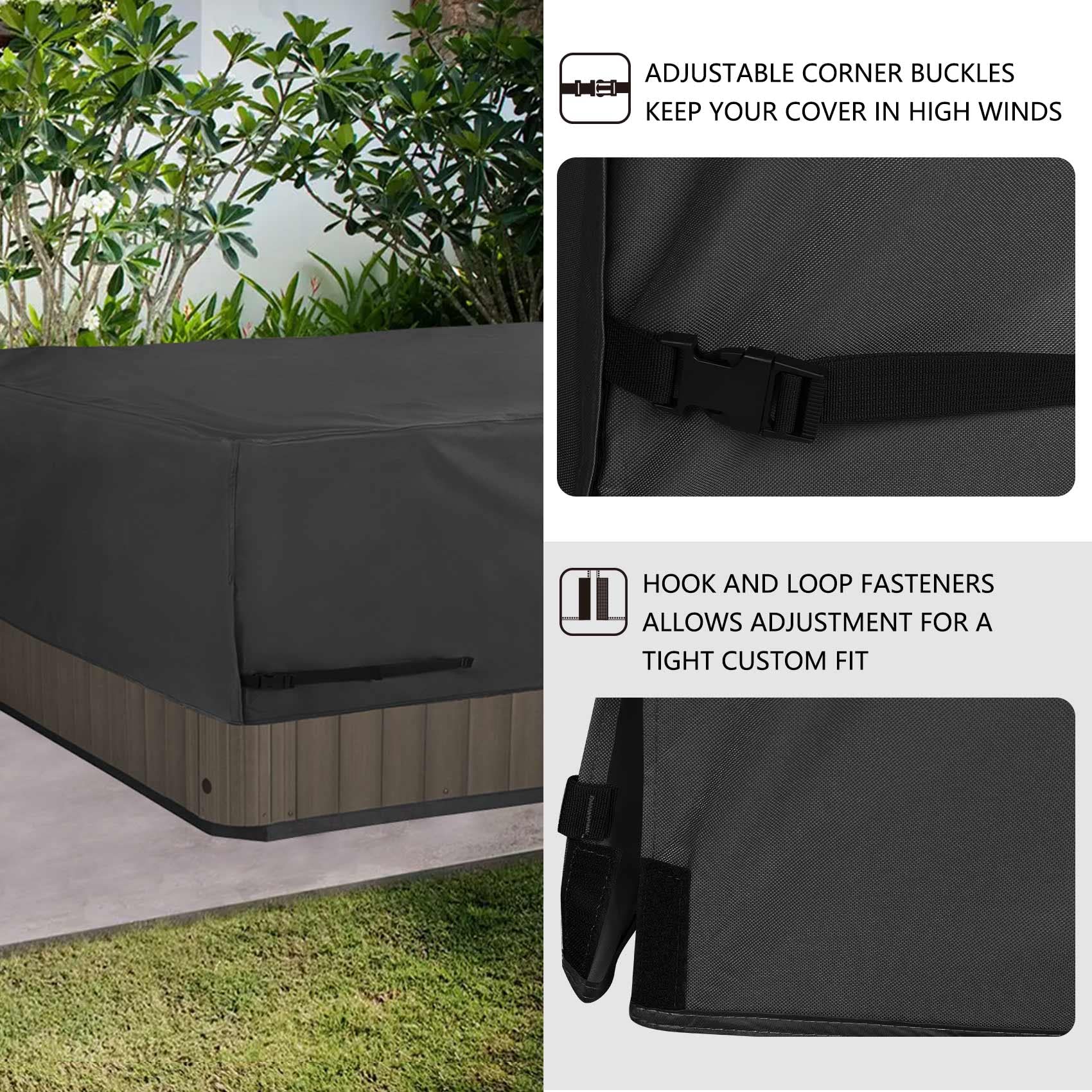 ULTCOVER Smart Selection Outdoor Hot Tub Hard Cover Protector Waterproof Square SPA Cover Cap 85 inch, Black