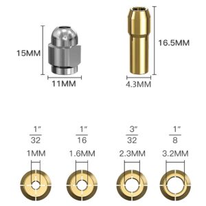 Collet Set for Dremel, 10Pcs Replacement 4485 Brass Quick Change Rotary Drill Nut Tool Set (1/8" x 2, 3/32" x 2, 1/16" x 2, 1/32" x 2）