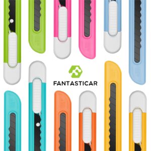 FantastiCAR Colorful Retractable Utility Knife Snap-Off Lightweight Box Cutter Set, Metal and Plastic Knife Body (34pcs)