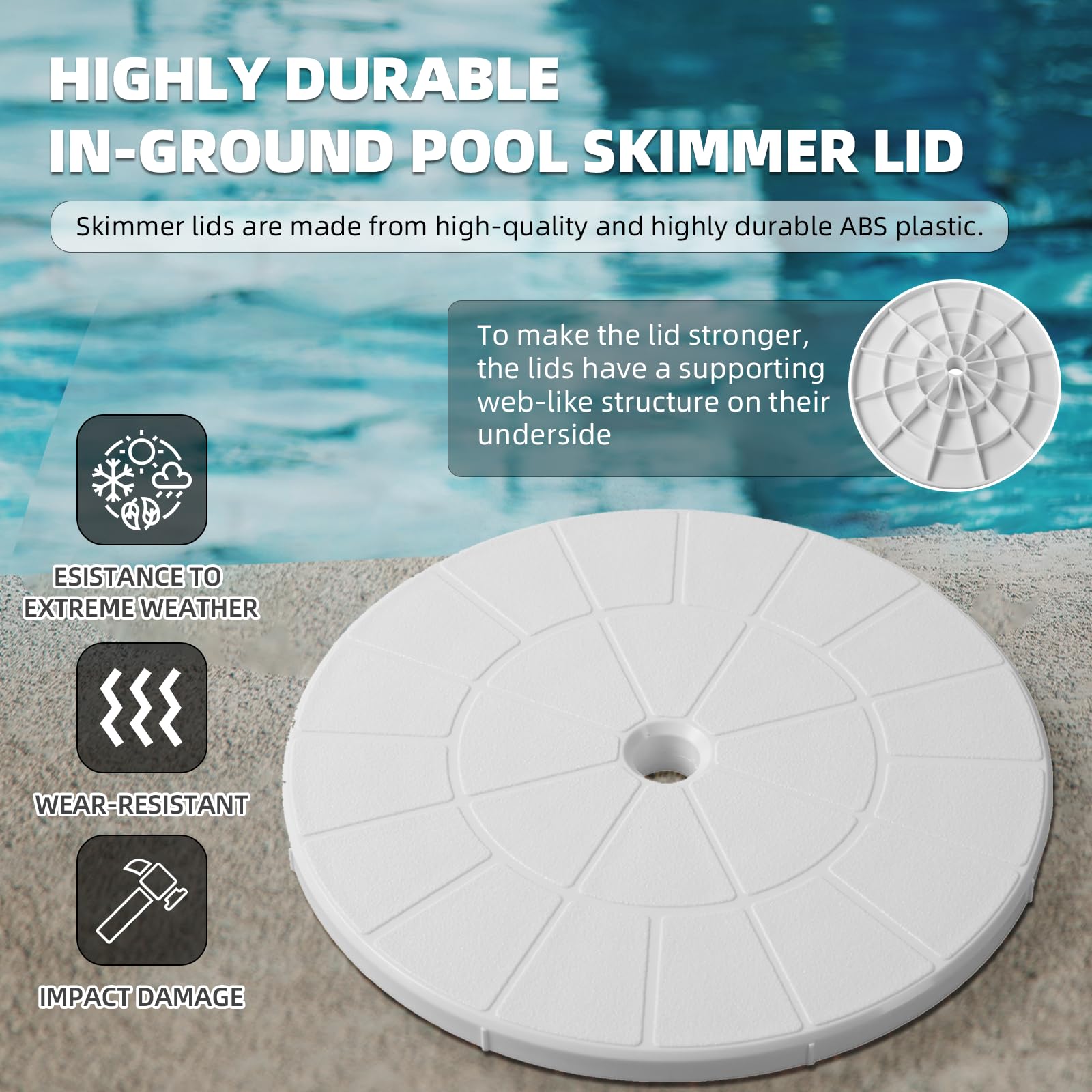 TonGass 9 1/8" Skimmer Valve Lids - Perfect Replacement Part for 9" Pool Lids & Spa Lids - Highly Durable Pool Skimmer Cover with UV Inhibitors