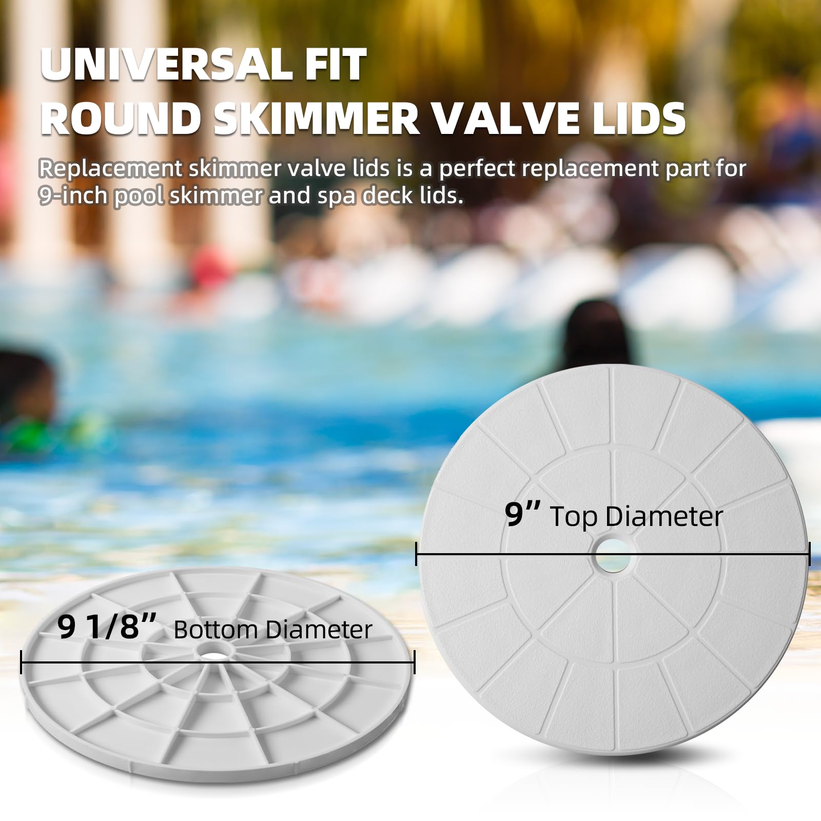 TonGass 9 1/8" Skimmer Valve Lids - Perfect Replacement Part for 9" Pool Lids & Spa Lids - Highly Durable Pool Skimmer Cover with UV Inhibitors