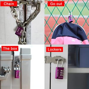 Solid Aluminum Password Lock with Excellent Quality, Combination Padlock, Keyless Hardened Shackle Lock with Resettable 3 Digit for Outdoor, Backpacks, Baggage, Suitcases (Purple)