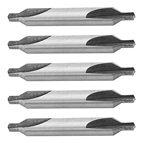 Bettomshin Center Drill Countersink Lathe Bit Mill Tool, Combined Drills Plain Type Imperial, 1/4-inch Combined Countersinks Drills Set Tool, HSS-6542 Countersinks, 5Pcs