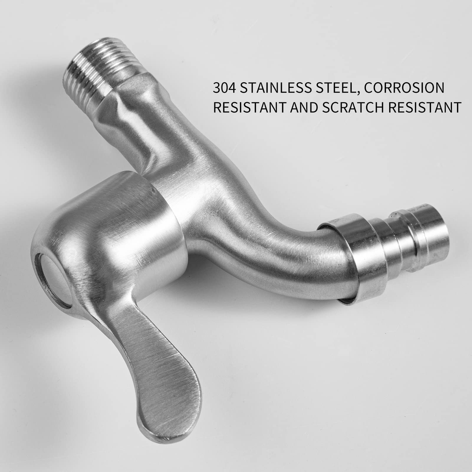 JUMXSRLE Short 304 Stainless Steel Special External Leak-Proof and Rust-Proof Water Faucet for Washing Machine, Sink,Bathtub, Mop Pool,Washbasin,Garden and Swimming Pool Water-tap for Various Uses