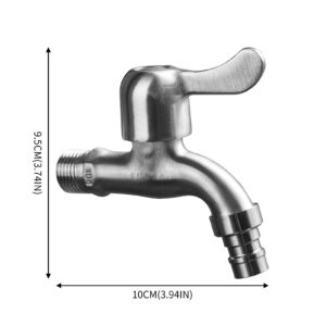 JUMXSRLE Short 304 Stainless Steel Special External Leak-Proof and Rust-Proof Water Faucet for Washing Machine, Sink,Bathtub, Mop Pool,Washbasin,Garden and Swimming Pool Water-tap for Various Uses