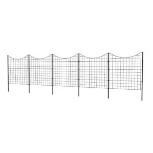 Zippity Outdoor Products WF29006 39in H No Dig Decorative Metal Garden Fence For Pet, Easy Install Dog Fence For Yard, Wire Garden Border, (5 Panels, Black)