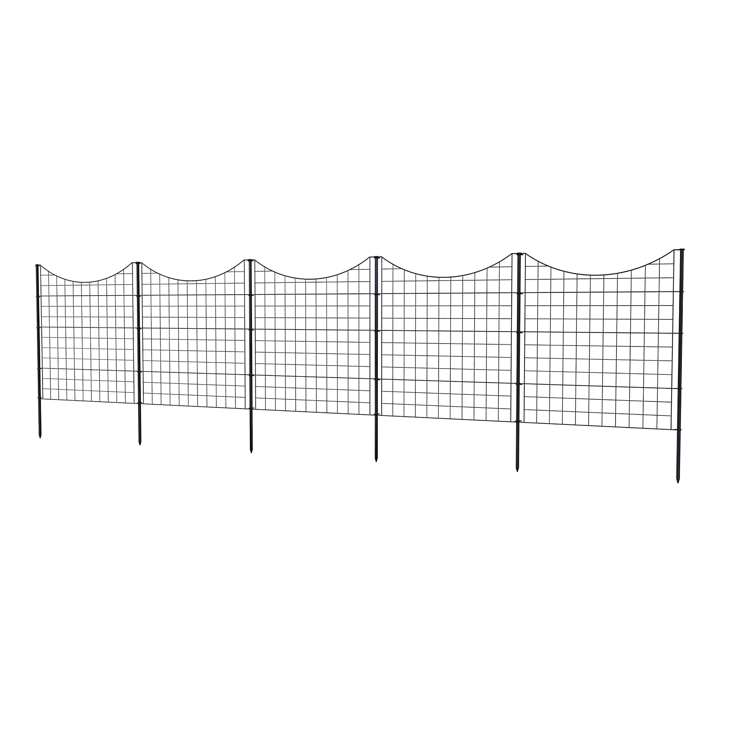 Zippity Outdoor Products WF29006 39in H No Dig Decorative Metal Garden Fence For Pet, Easy Install Dog Fence For Yard, Wire Garden Border, (5 Panels, Black)