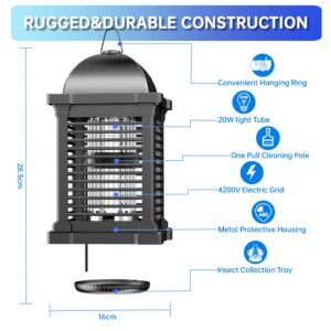 WVV Bug Zapper Outdoor, 1700V Electric Mosquito Zappers Killer, Waterproof Insect Fly Trap,Electronic Light Bulb Lamp for Outdoor and Indoor