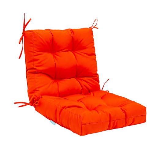 QILLOWAY Outdoor Seat/Back Chair Cushion Tufted Pillow, Spring/Summer Seasonal Replacement Cushions. (Orange)