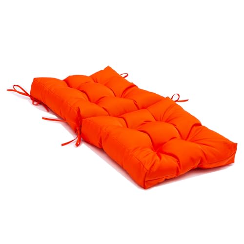 QILLOWAY Outdoor Seat/Back Chair Cushion Tufted Pillow, Spring/Summer Seasonal Replacement Cushions. (Orange)