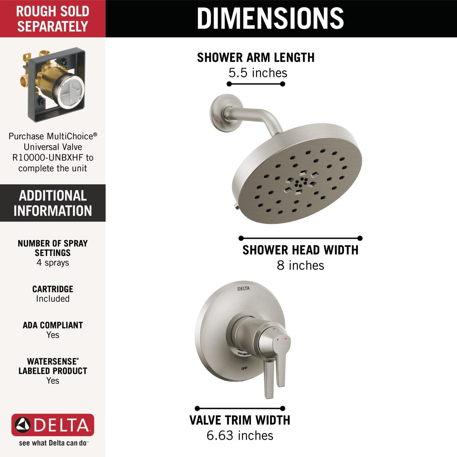 Delta Faucet T17T271-SS-PR Galeon Tub/Shower, Lumicoat Stainless