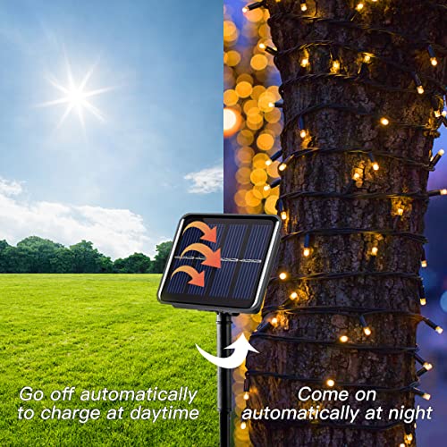 2 Pack Solar String Lights Outdoor Waterproof, Total 144 ft 440 LED, Green Wire Fairy Twinkle Decorative Light with 8 Lighting Modes for Tree Patio Yard Party(Warm White)